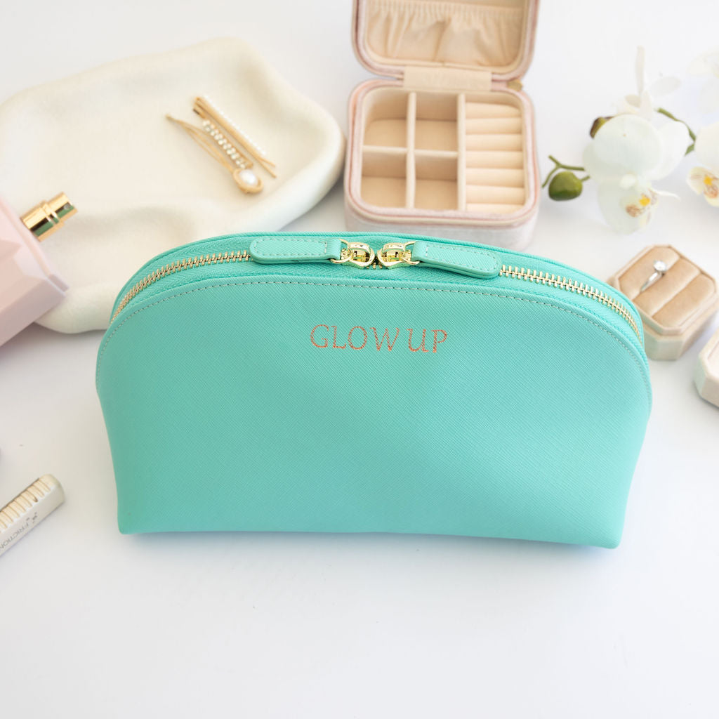 Miss Isla Personalised leather Makeup Cosmetic Bag monogrammed with ...