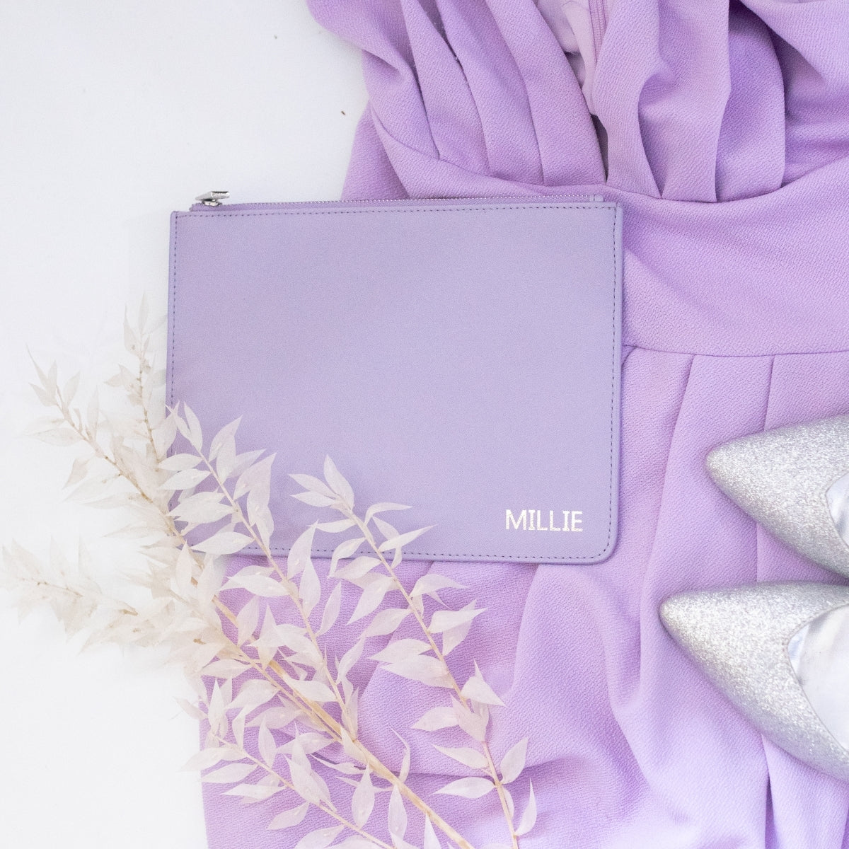Miss London pouch lilac leather personalised initials or name by Miss ...