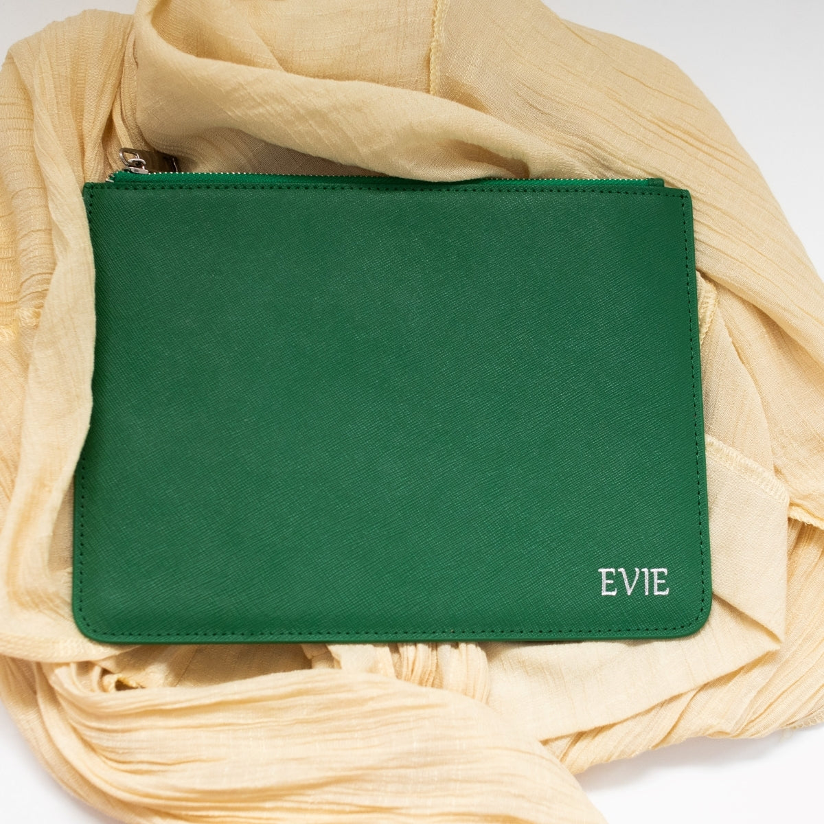 Miss London pouch emerald leather personalised initials or name by Miss ...