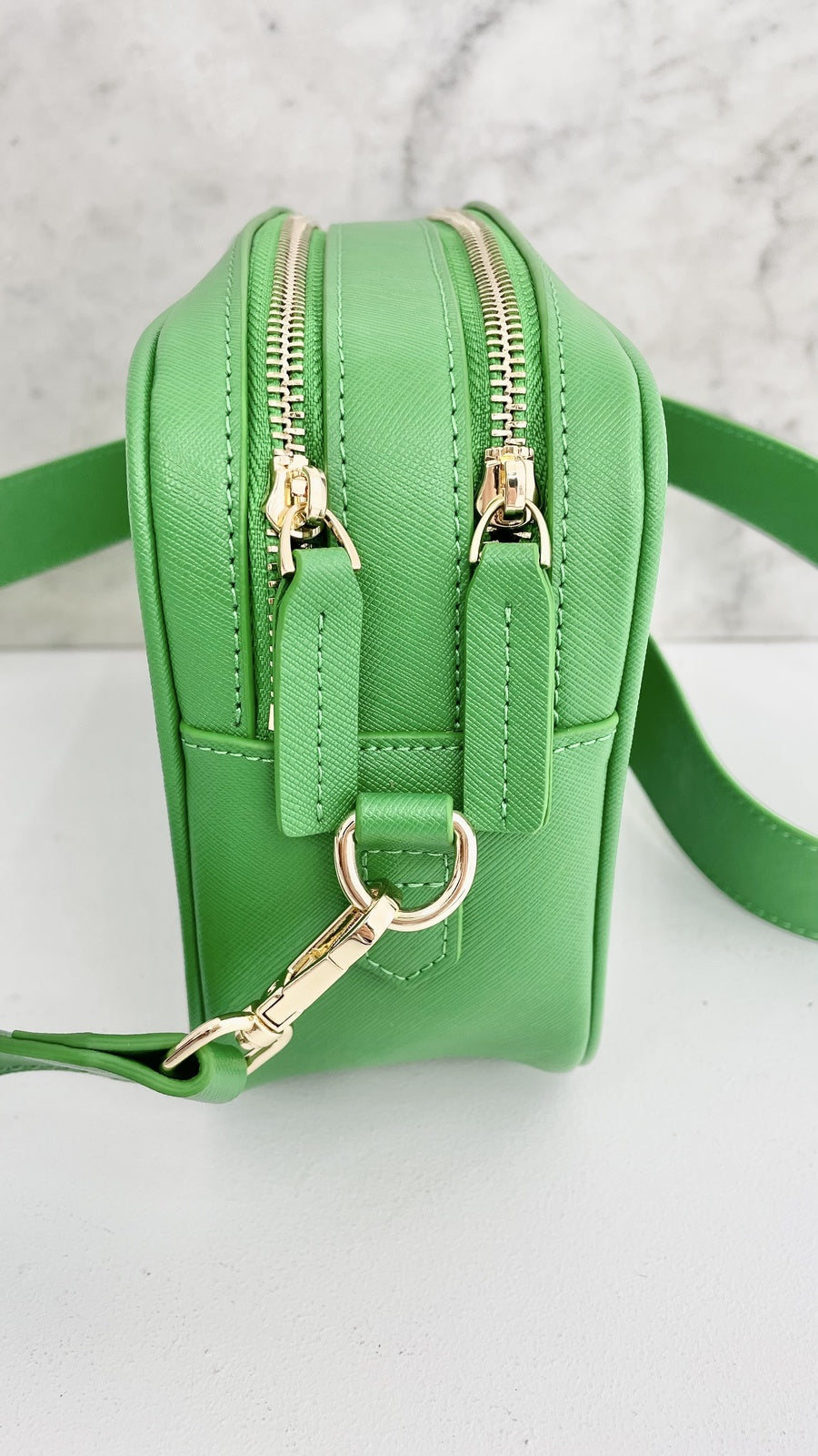 Miss Jane Saffiano Leather island green crossbody bag Monogrammed with ...