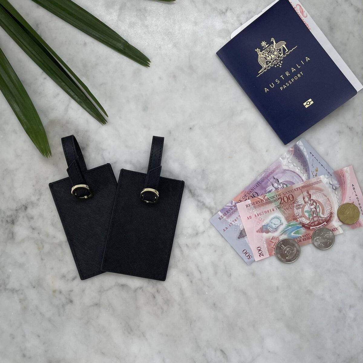 Personalised travel luggage tag in black leather monogrammed with your ...
